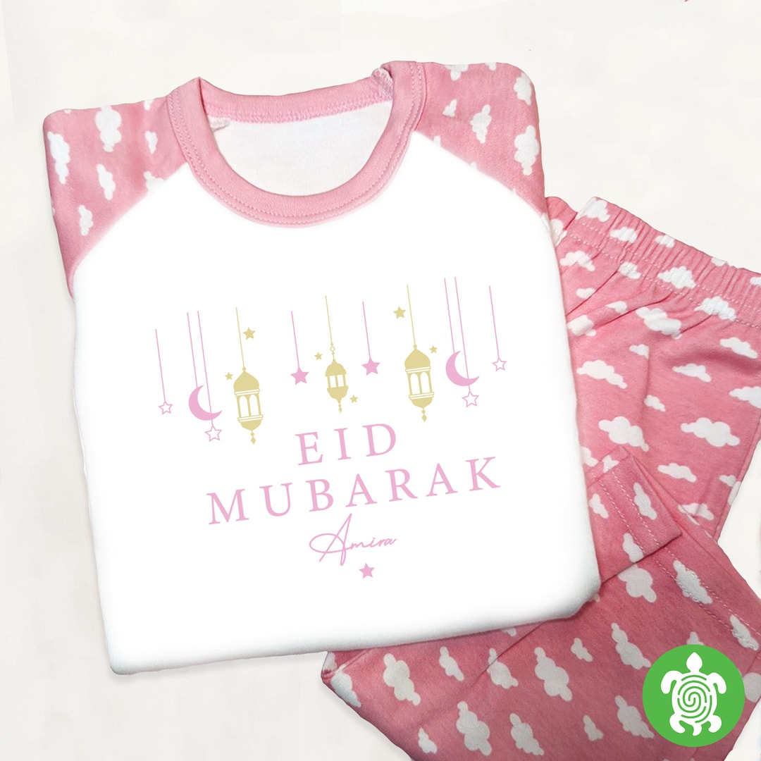 Personalised Pink Eid Mubarak Pyjamas Children's Eid Pyjama Pyjamas Eid ...