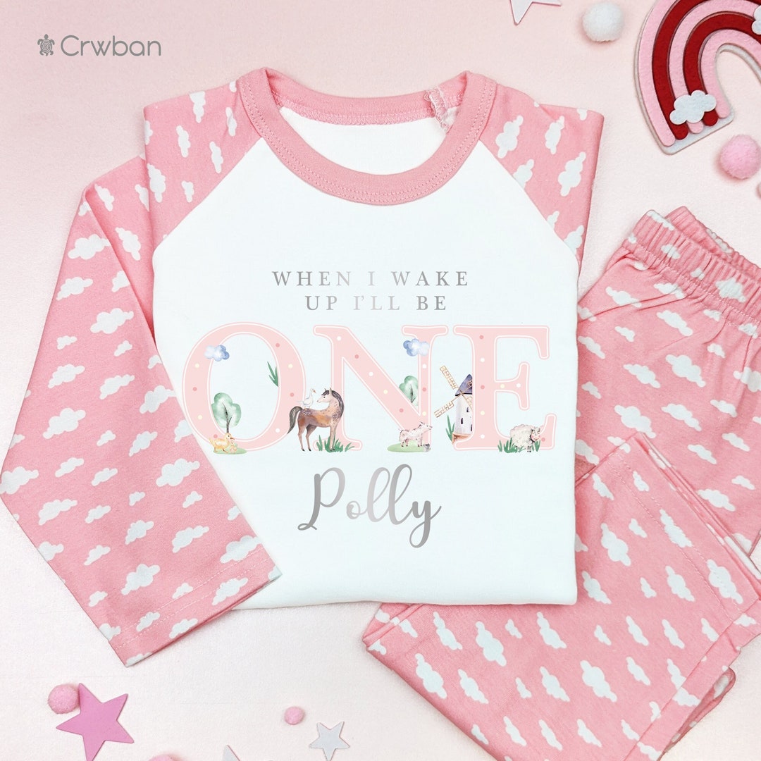 Watercolour Farm Animal 1st 2nd Birthday Pj's Personalised First Second ...