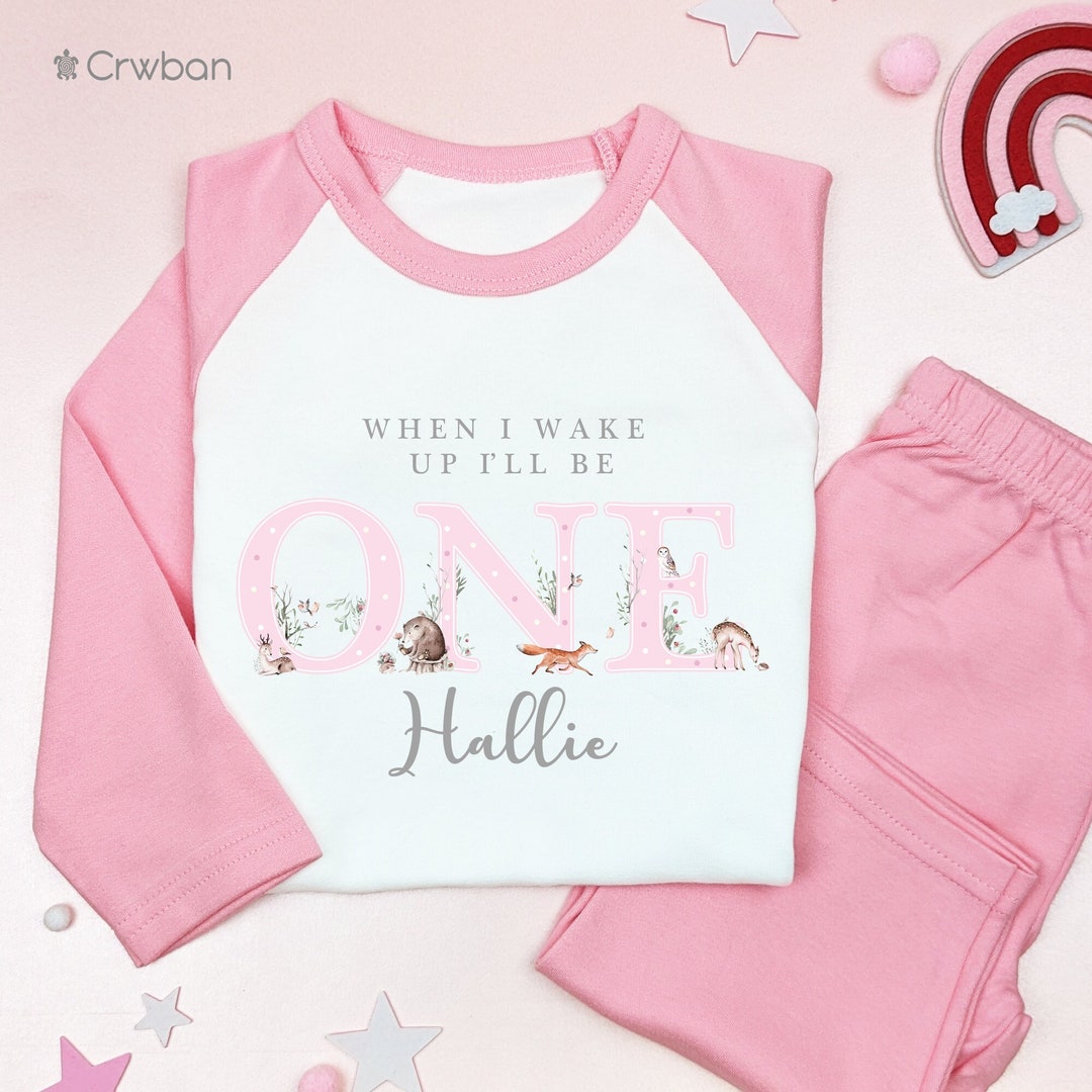 Woodland Watercolour Birthday Pink Pyjamas, When I Wake up I'll Be, Any ...
