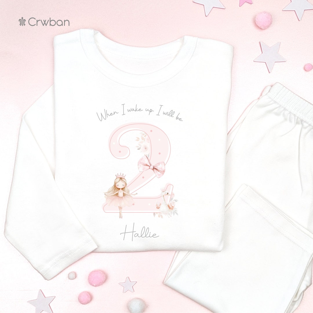 Ballerina Pink Shadow Any Age Birthday Pyjamas, Children Toddler ...