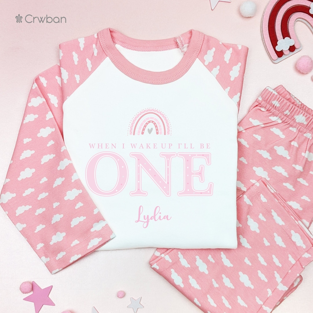 Pink Rainbow 1st 2nd Birthday Girl Children Toddler Personalised ...