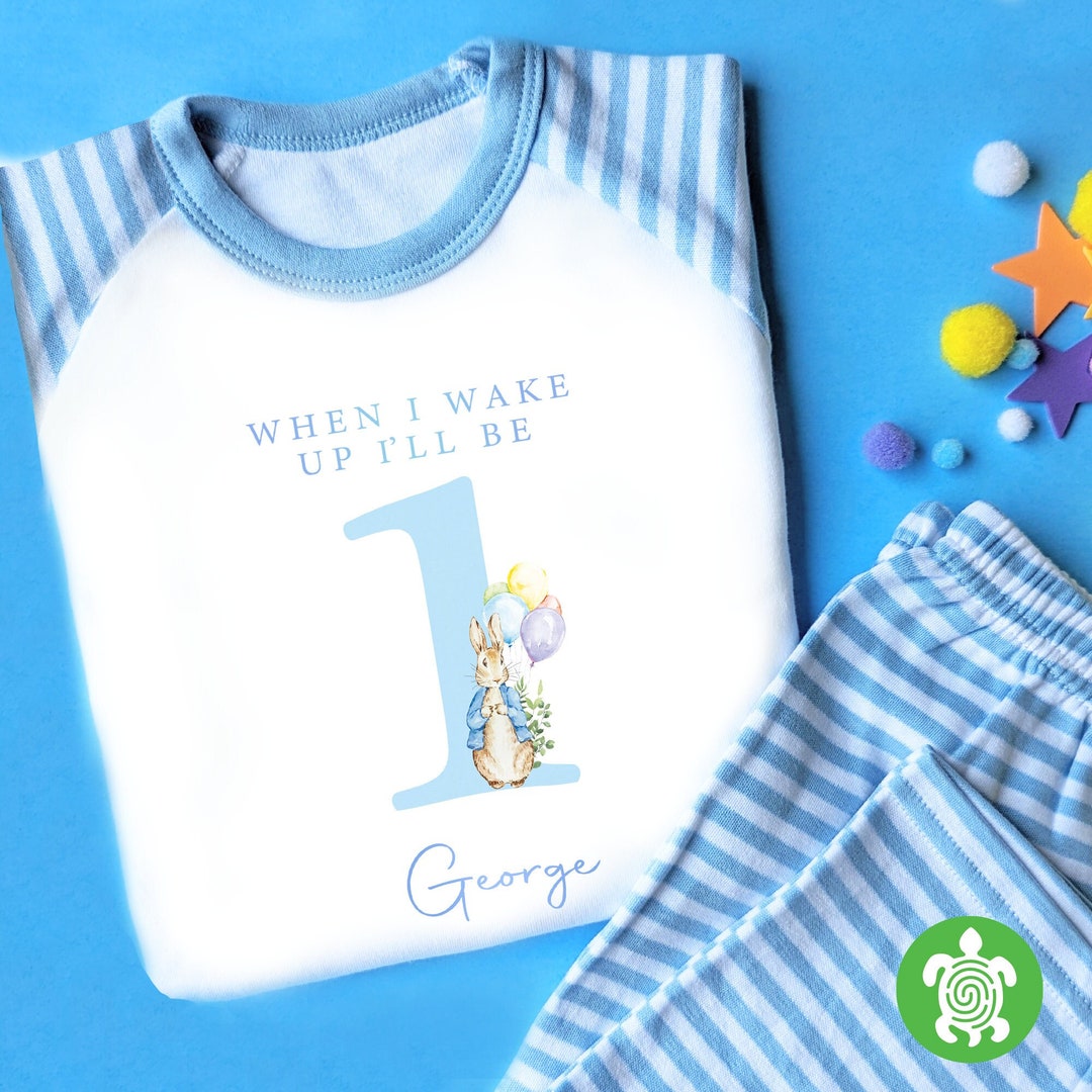 Personalised Blue Number Rabbit Birthday Pyjamas Any Age Children's Pj ...