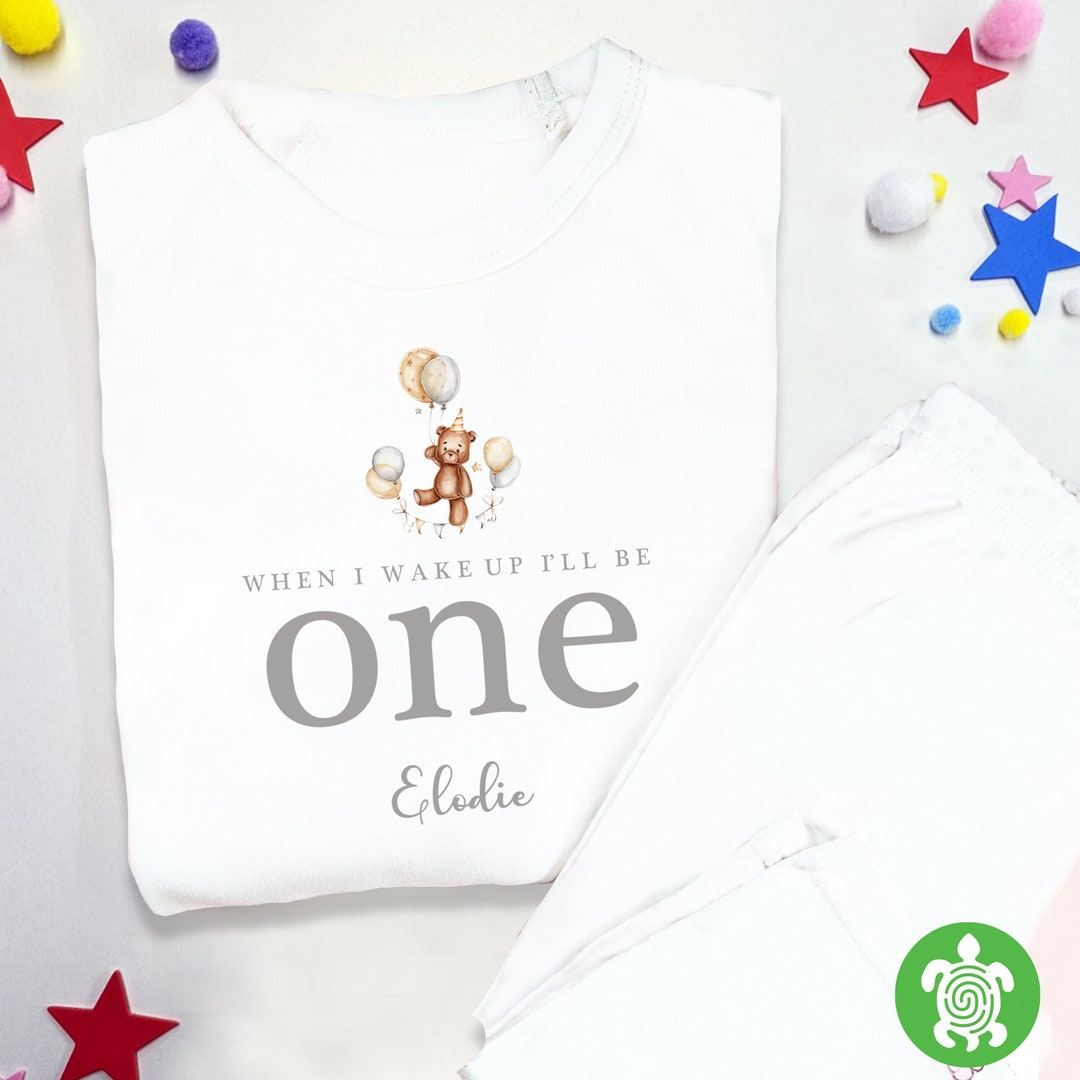 Teddy Bear 1st 2nd 3rd Birthday Pj's Personalised Birthday When I Wake ...