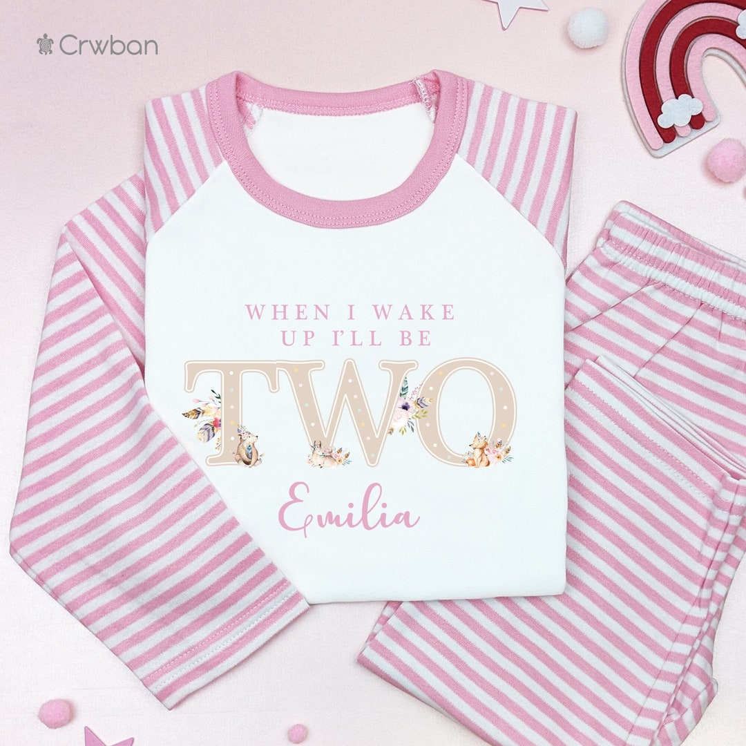 Woodland Bohemian Pink 1st 2nd 3rd Birthday Pyjamas, Personalised ...