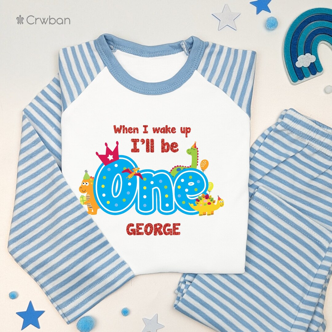 Dinosaur Birthday Boy Personalised Any Age Pyjamas When I Wake up I'll ...