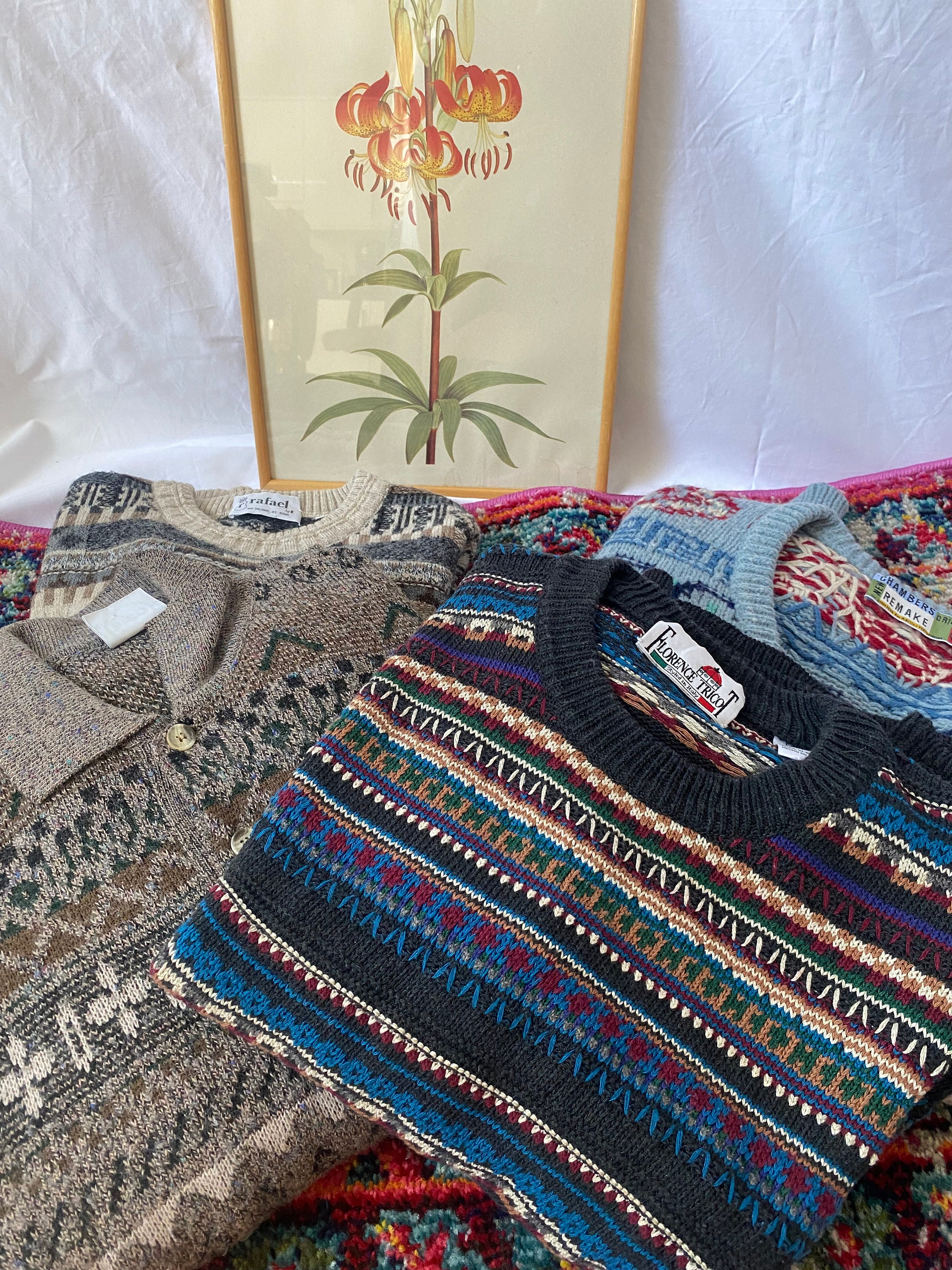 Vintage Cosby/coogi Style Sweaters/cardigans; Vintage Mystery Box - Etsy