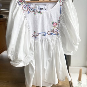 Embroidered Reworked Blouse; Cottagecore Romantic Top - Etsy