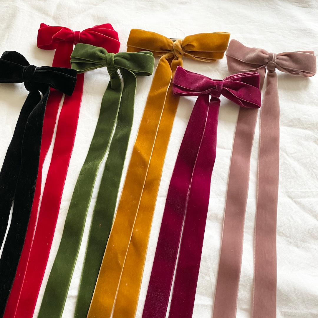 Handmade Velvet Hair Bows; Christmas Hair Bows - Etsy
