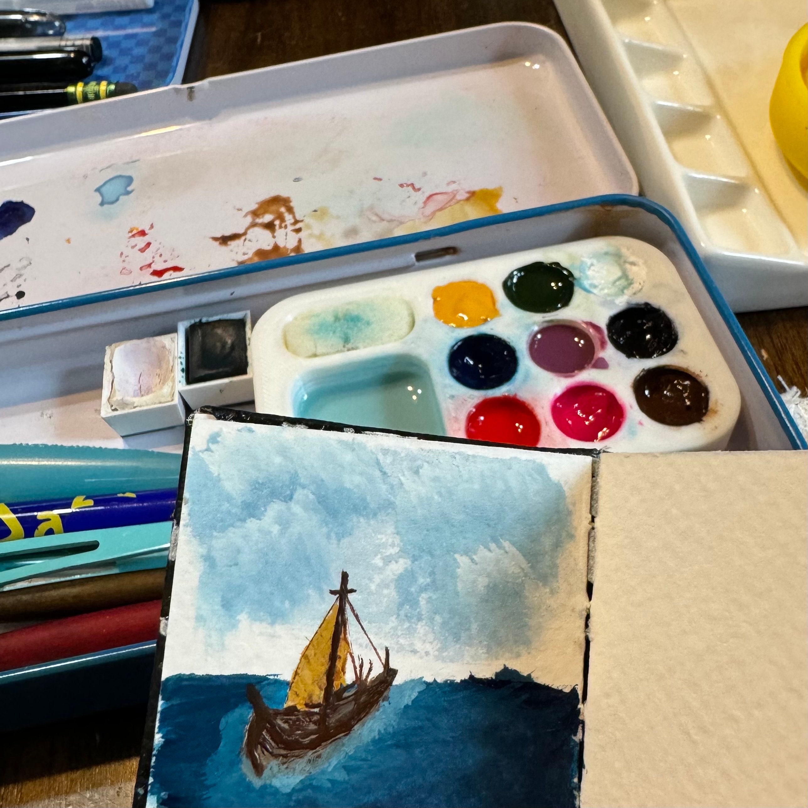 Plein Air/travel Paint Palate With Mini Watercolor Sketchbook - Etsy