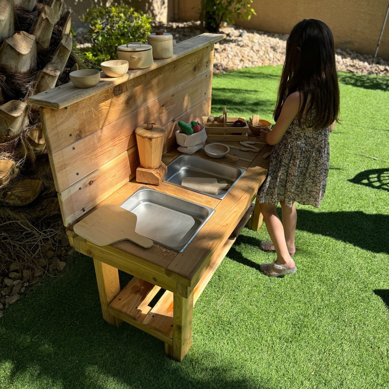 Handcrafted Wooden Mud Kitchen for Kids – Outdoor Sensory Play Table ...