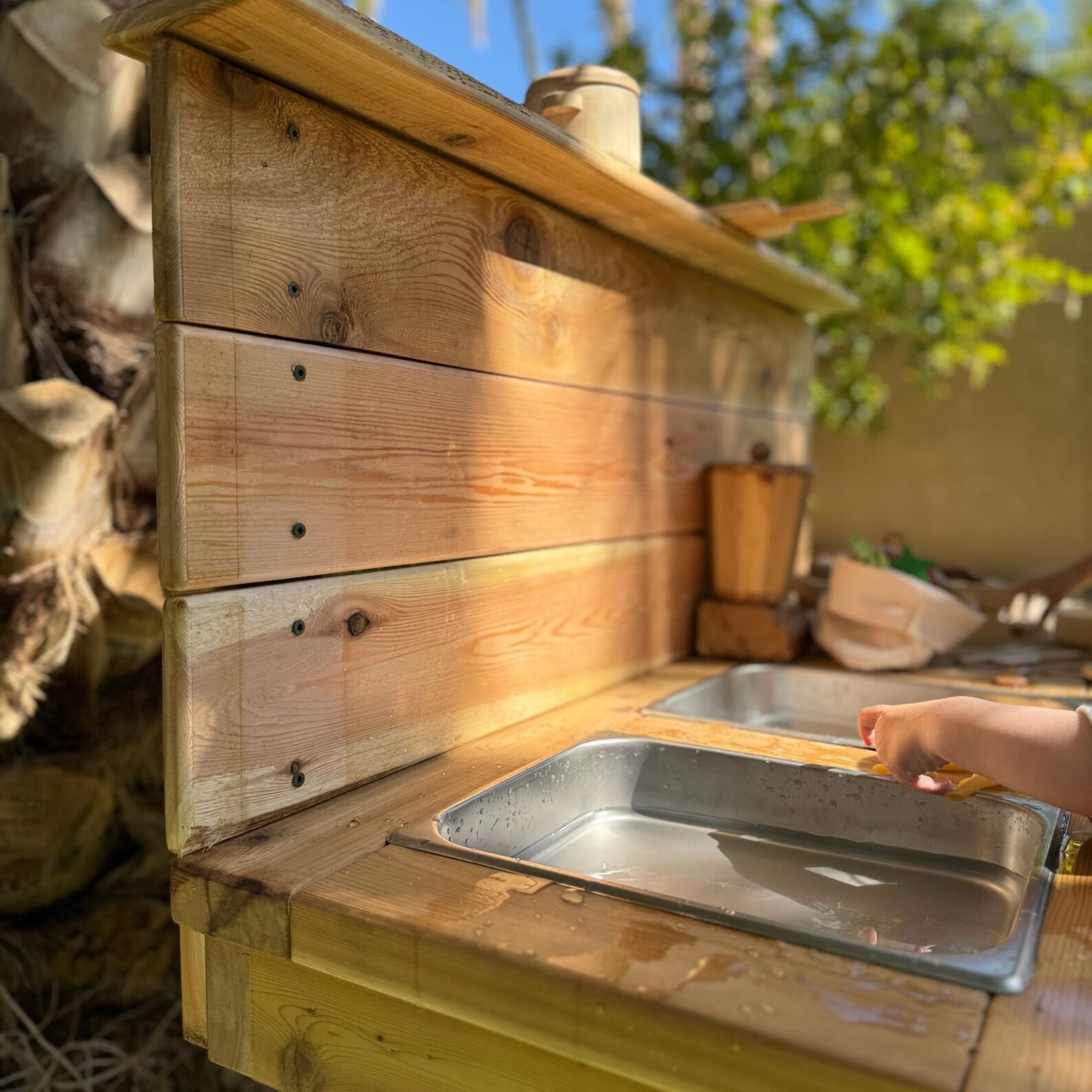 Handcrafted Wooden Mud Kitchen for Kids – Outdoor Sensory Play Table ...