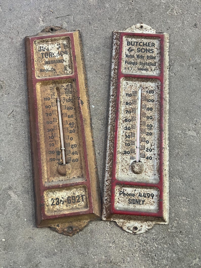 Pair of Vintage Advertising Thermometers - Etsy