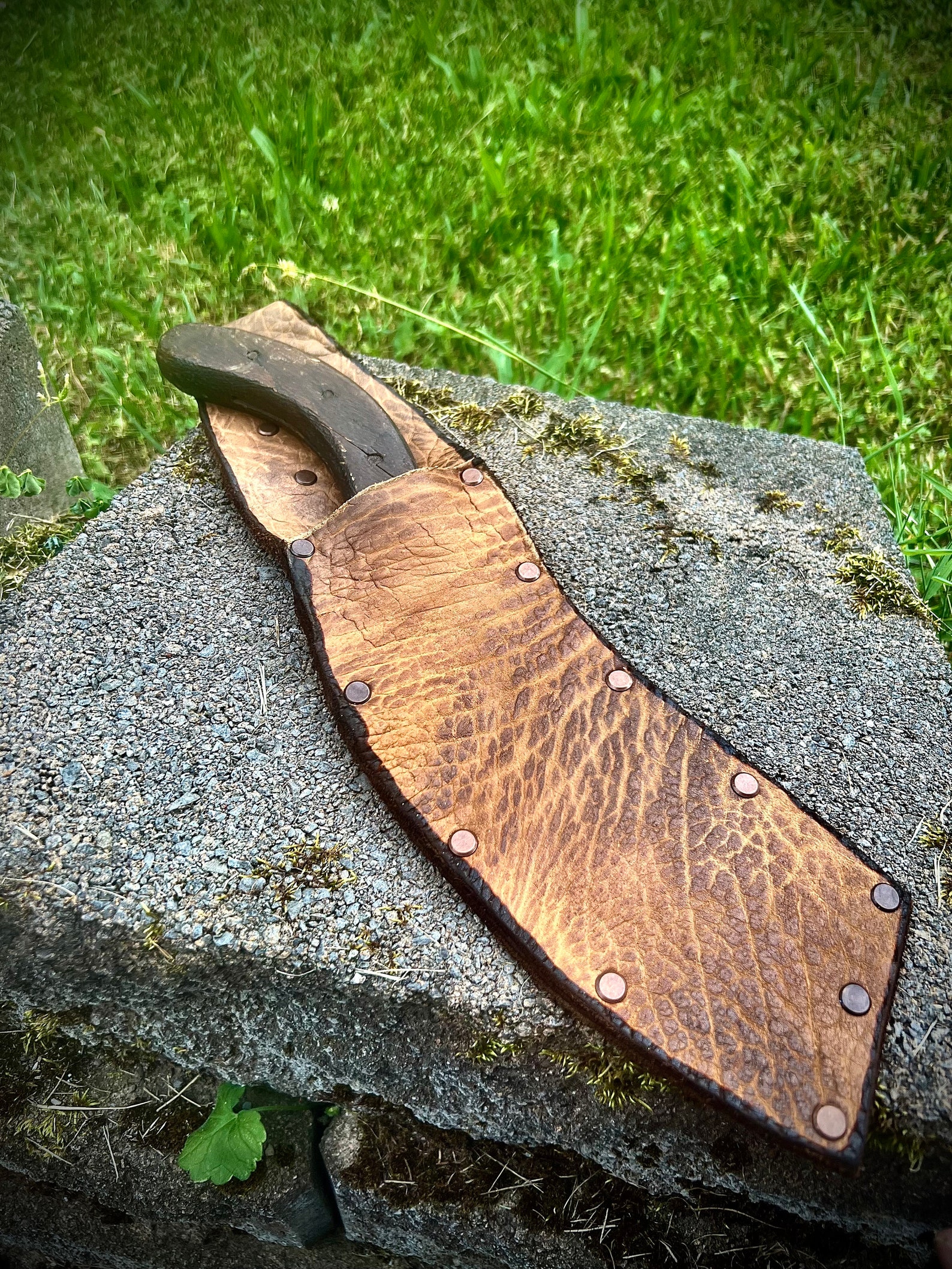 Vintage Curved Blade Cleaver With Handmade Buffalo Sheath - Etsy