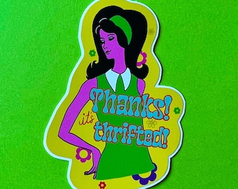 Thanks Its Thrifted Sticker Vintage Sticker Sustainable Clothing ...