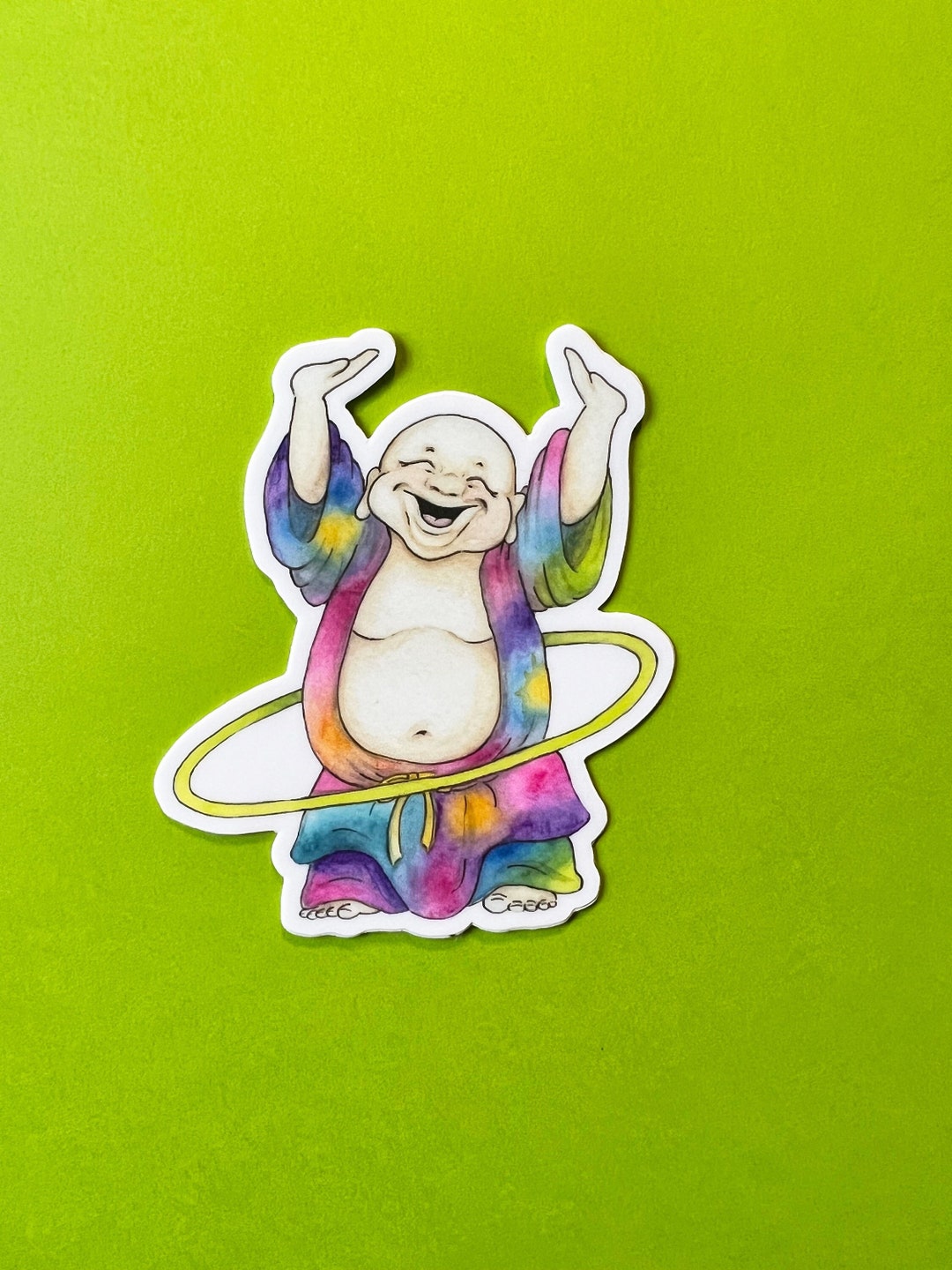 Vinyl Art Sticker HOOPING HAPPY BUDDHA Psychedelic Decal, Hula Hooping ...