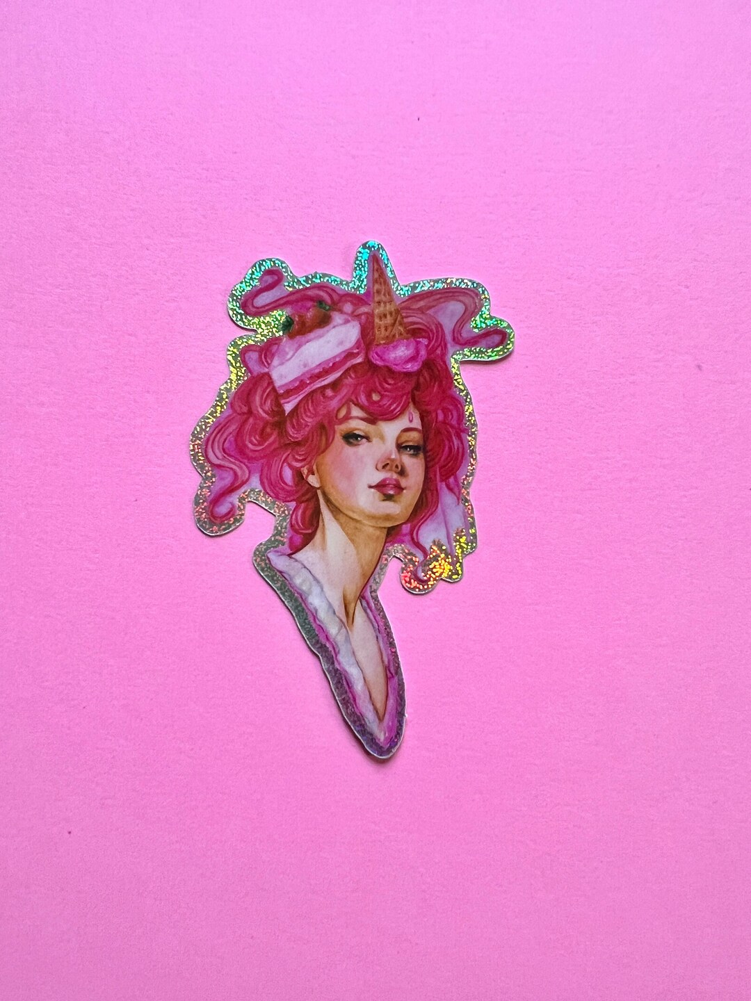 Strawberry Art Nouveau Glitter Sticker | Pixie Dust Holographic ...