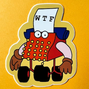 WTF Vinyl Sticker Sesame Street Typewriter Guy 80's 90's Kid Nostalgia ...