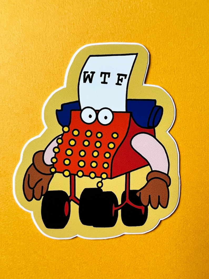 WTF Vinyl Sticker Sesame Street Typewriter Guy 80's 90's Kid Nostalgia ...