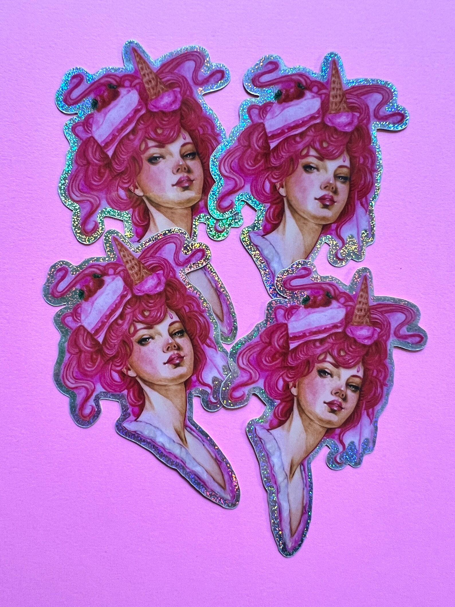 Strawberry Art Nouveau Glitter Sticker | Pixie Dust Holographic ...