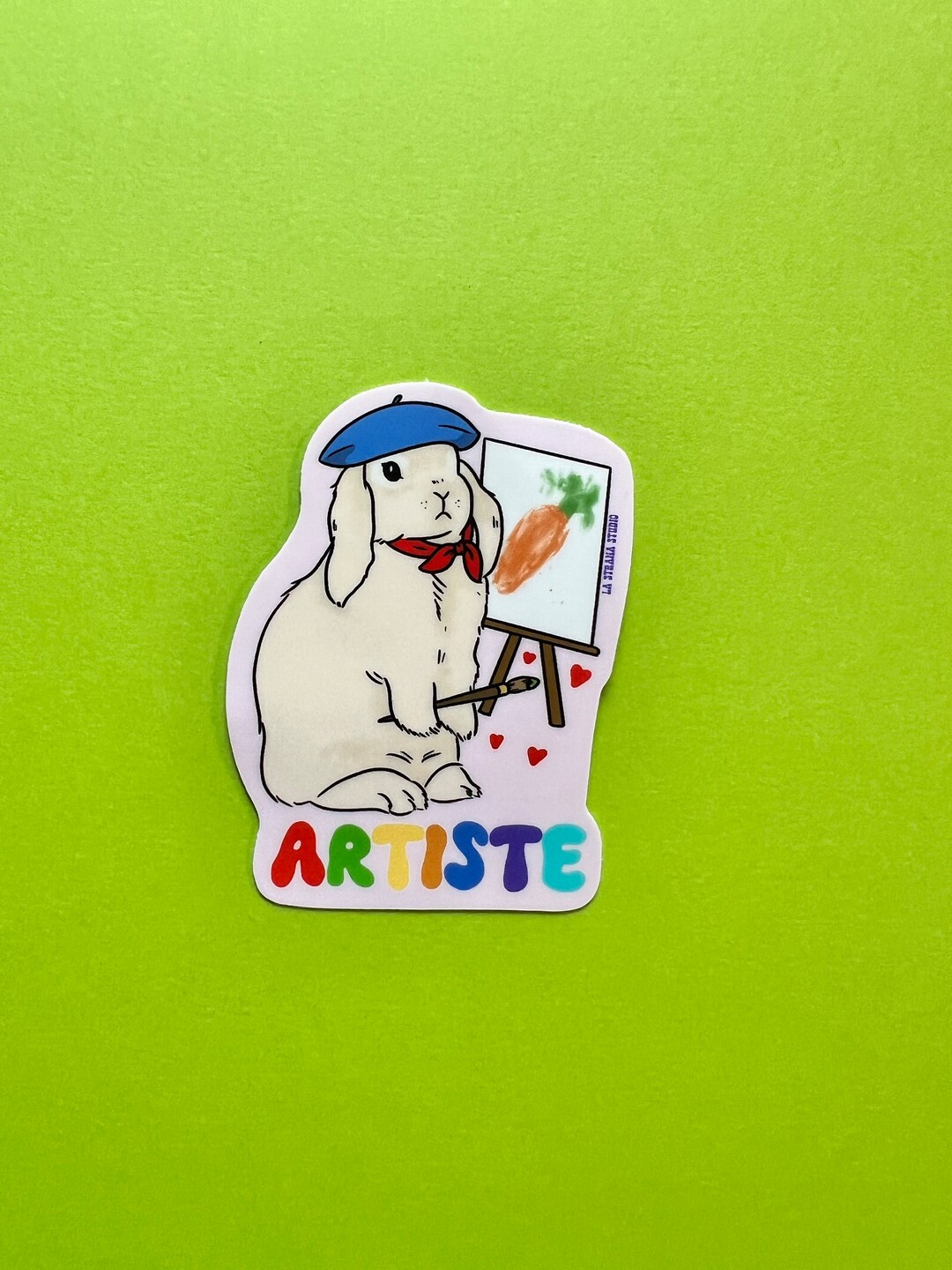 Bunny Artist Vinyl Sticker | Cute Artsy Rabbit Kawaii Funny Waterproof ...