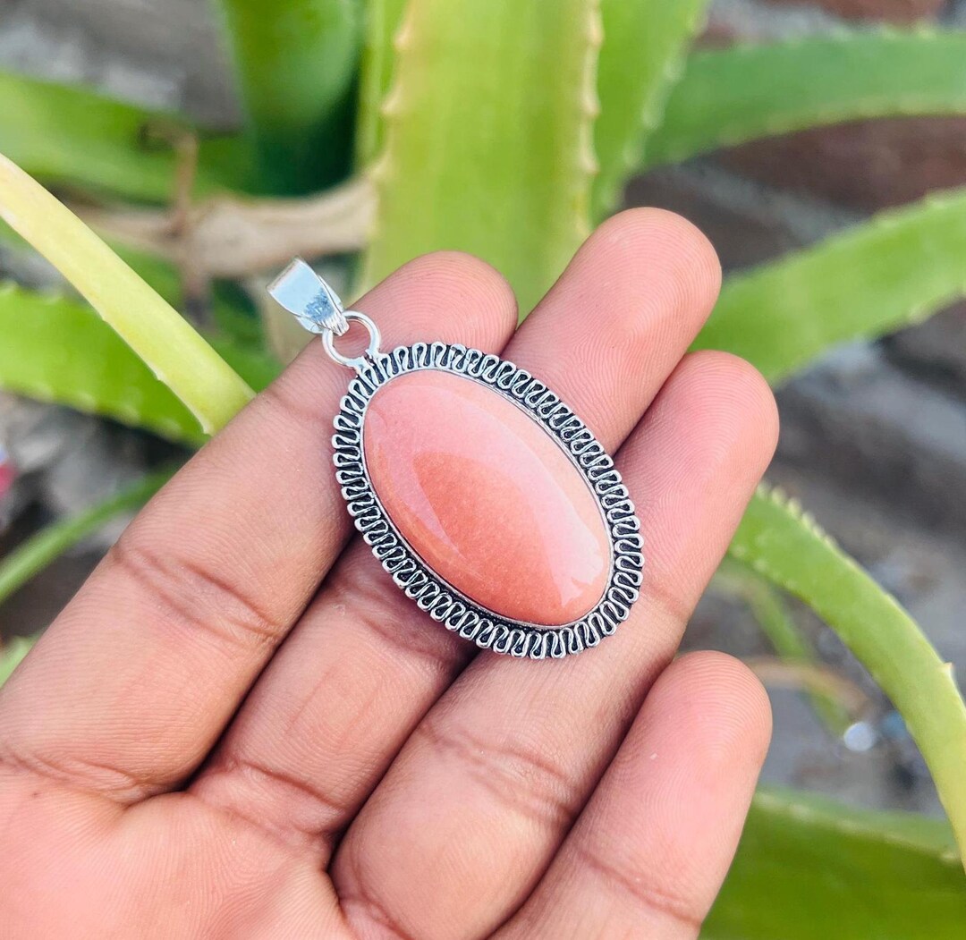 Orange Jade Pendant: Sterling Silver Hammered Bezel, Oval Gemstone - Etsy