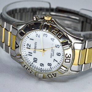 Elements Steel and Gold Tone With White Dial ,mens Quartz Wrist Watch ...