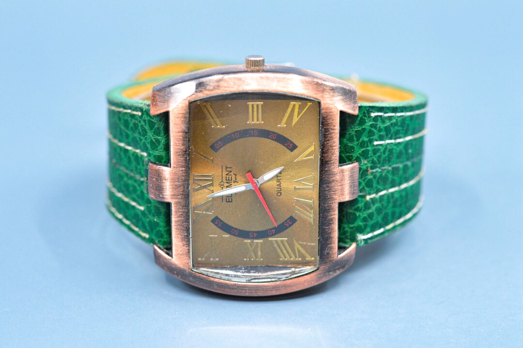 Element , Bronze Tone,green Braacelet, Quartz Wrist Watch - Etsy