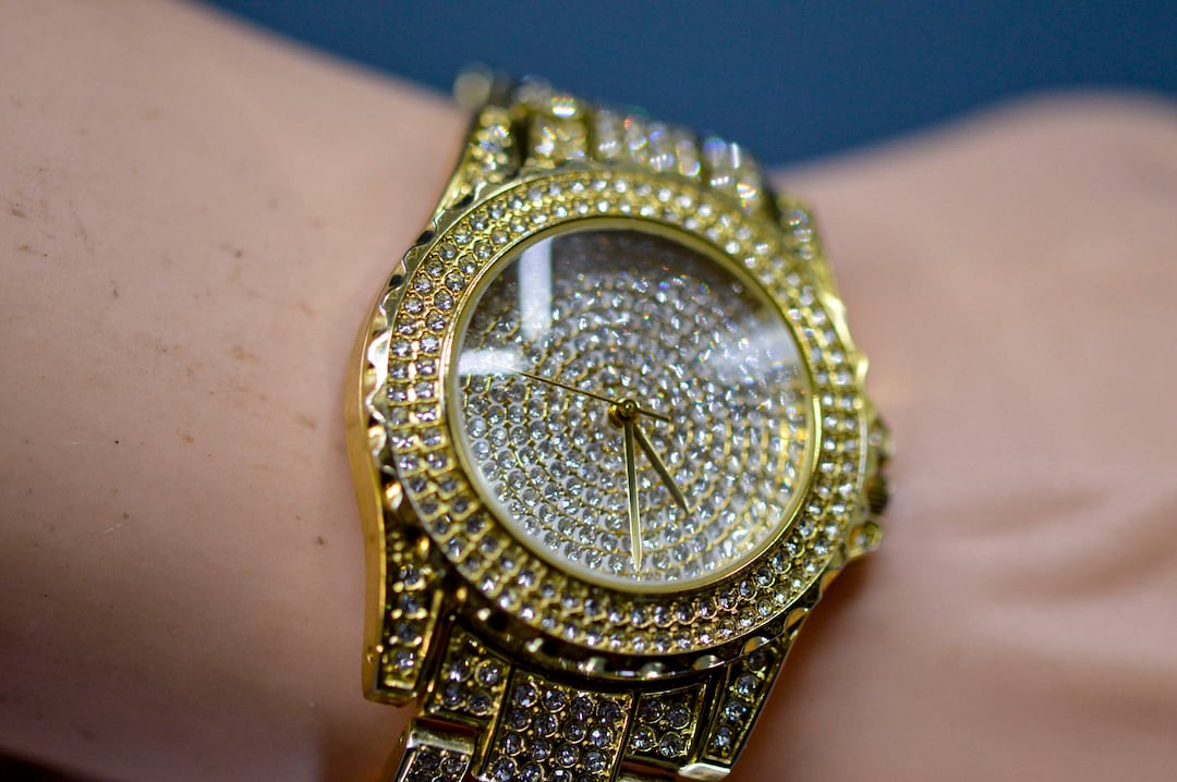 Gold Tone With Crystals, Quartz Wrist Watch - Etsy