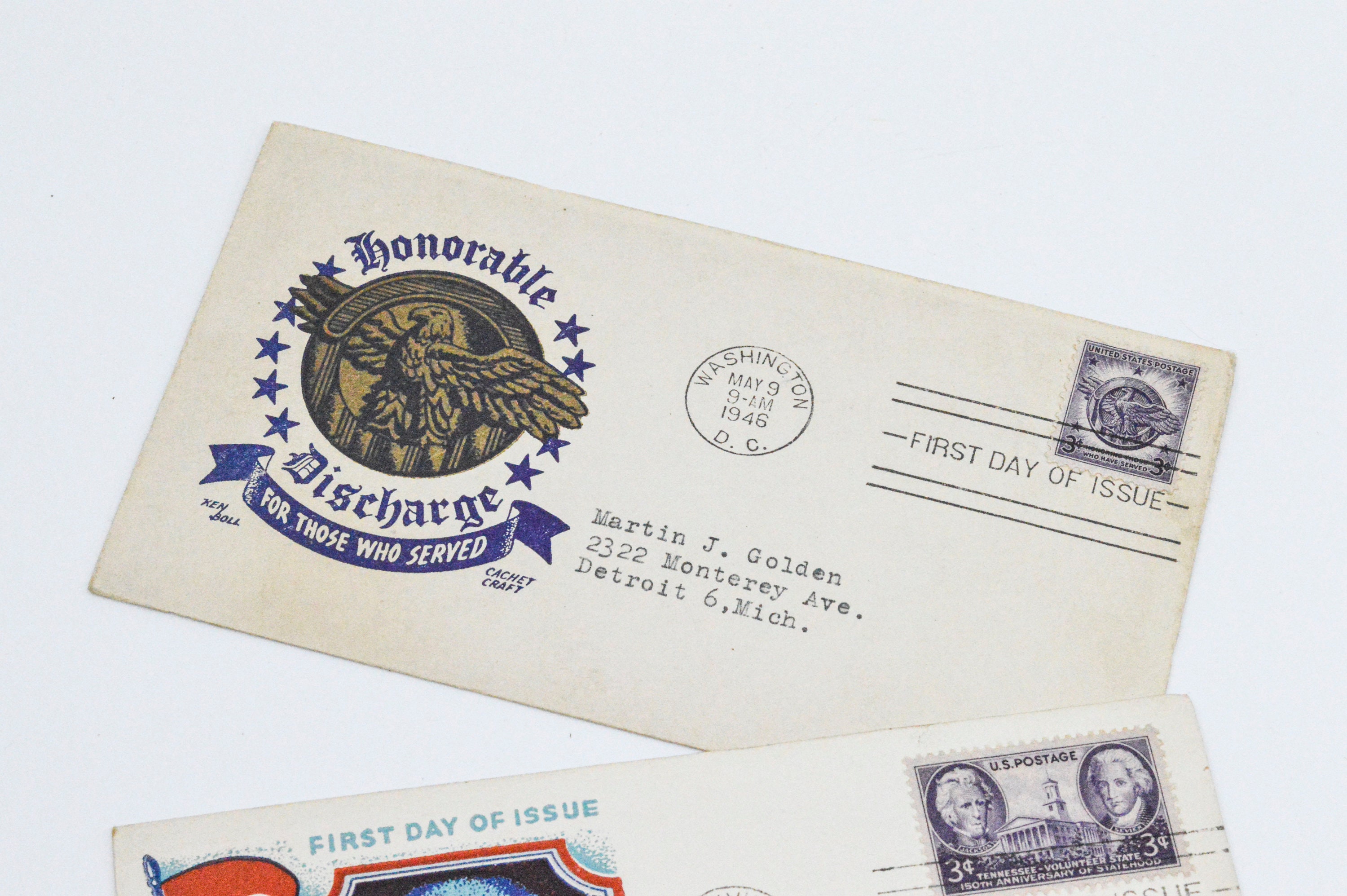 Vintage US postal envelopes with stamps 1940s | Etsy