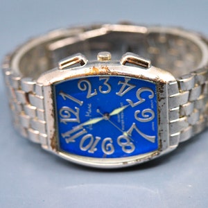 Steel Tone With Blue Dial, Large Quartz Wrist Watch - Etsy