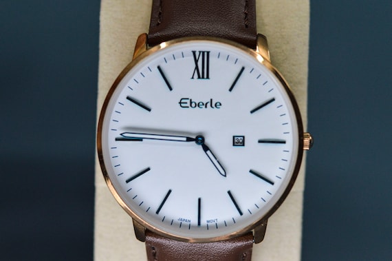 Eberle ,gold tone with white dial, quartz wrist watch - Gem