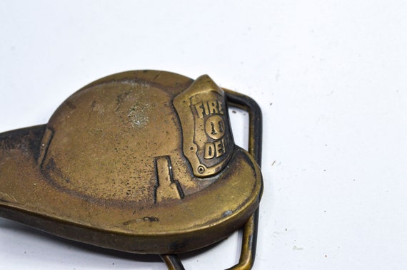 Solid brass , BTS , Fire dept. vintage, belt buckle - Gem