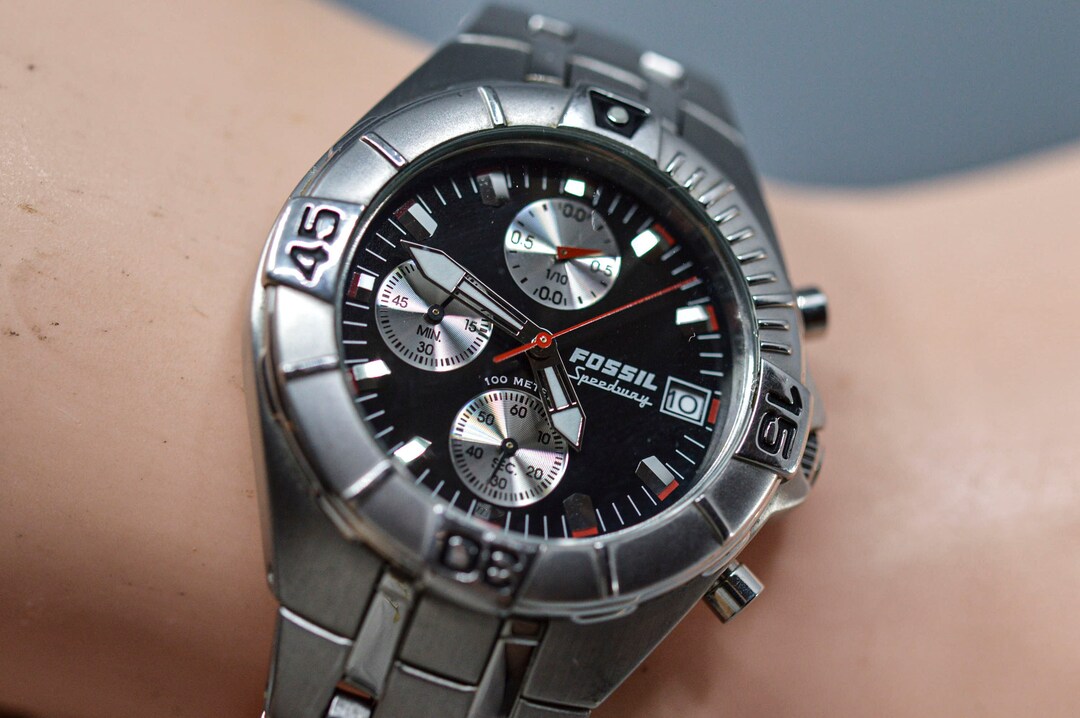 Fossil Speedway Steel Tone With Black Dial Quartz Wrist - Etsy