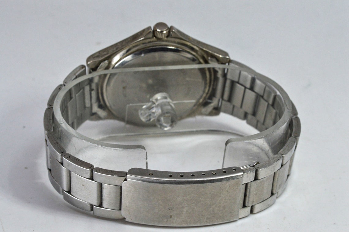 Steel Tone With Black Dial Mens Quartz Wrist Watch - Etsy