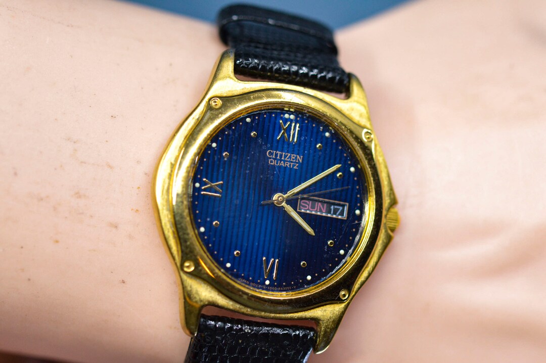 Citizen , Gold Tone With Blue Dial , Day Date Function, Quartz Wrist ...