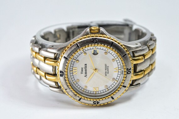 Time America two tone mans quartz wrist watch - Gem