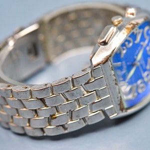 Steel Tone With Blue Dial, Large Quartz Wrist Watch - Etsy