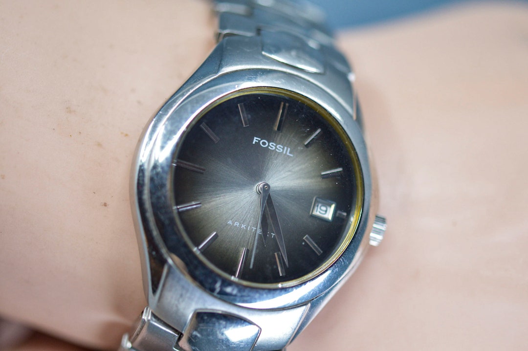 Fossil Arkitekt Steel Tone With Gray Dial Quartz Wrist Watch - Etsy