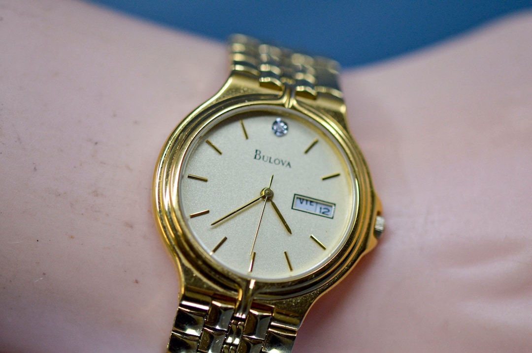 Bulova, Gold Tone, Quartz Wrist Watch - Etsy