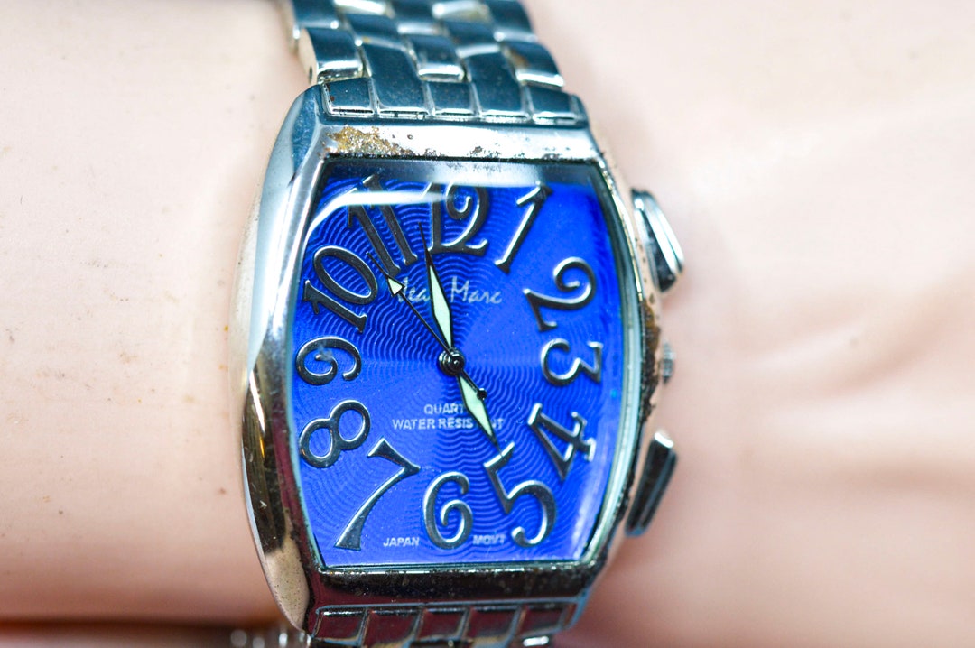 Steel Tone With Blue Dial, Large Quartz Wrist Watch - Etsy