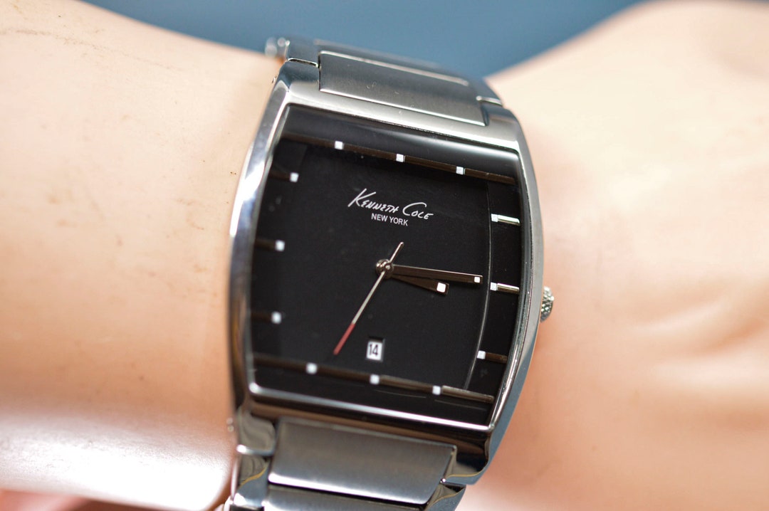 Kenneth Cole , Steel Tone With Black Dial, Quartz Wrist Watch - Etsy