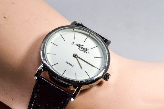Moretti Steel Tone With White Dial mens Quartz Wrist Watch | Etsy