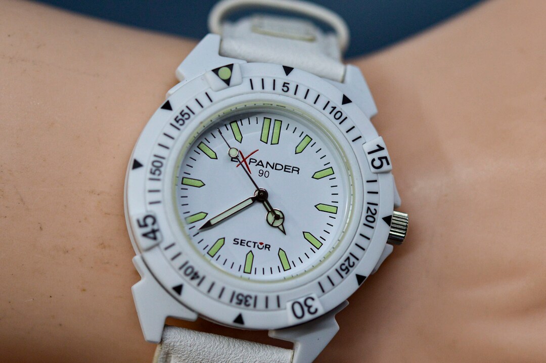 Sector Expander 90, White Tone, Quatz Wrist Watch - Etsy
