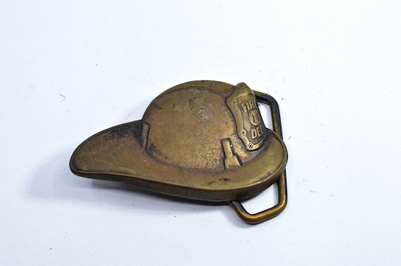 Solid brass , BTS , Fire dept. vintage, belt buckle - Gem