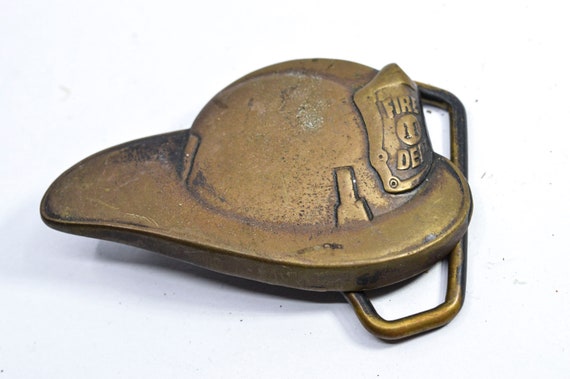 Solid brass , BTS , Fire dept. vintage, belt buckle - Gem
