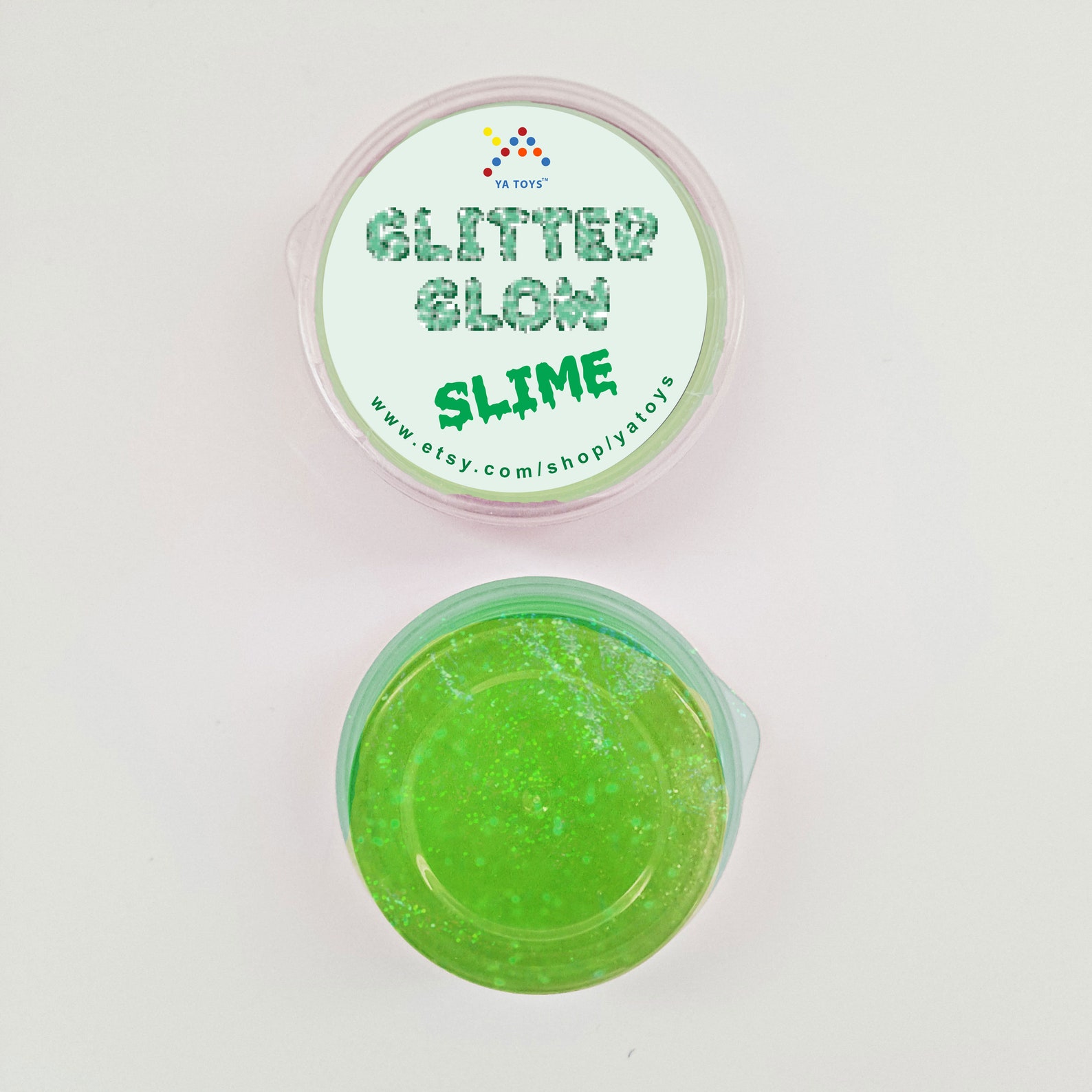 Miniature Green Glitter, Glow in the Dark Slime, Kids Party ...