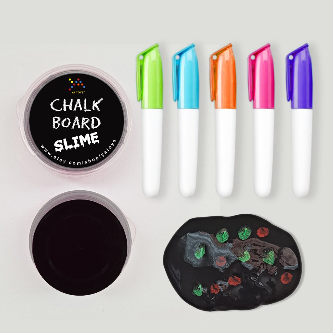 Miniature Black Chalkboard Slime-sticky With Mini Dry Erase Marker ...