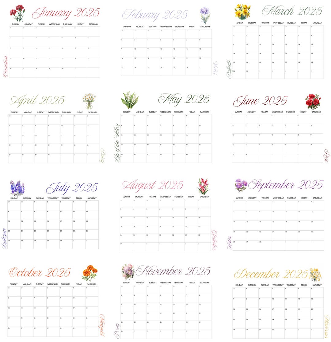 2025 Birth Flower Calendar - Etsy