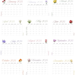 2025 Birth Flower Calendar - Etsy