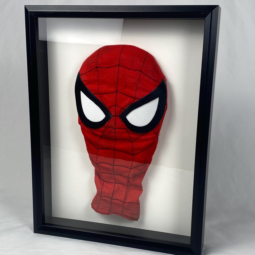 Spidey Mask, Inspired Prop, Shadowbox Display Frame, Comic Decor - Etsy